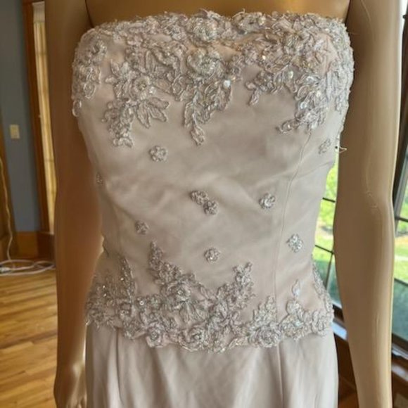 mirage | Dresses | Mirage Blush Pink Strapless Beaded Crepe Wedding ...